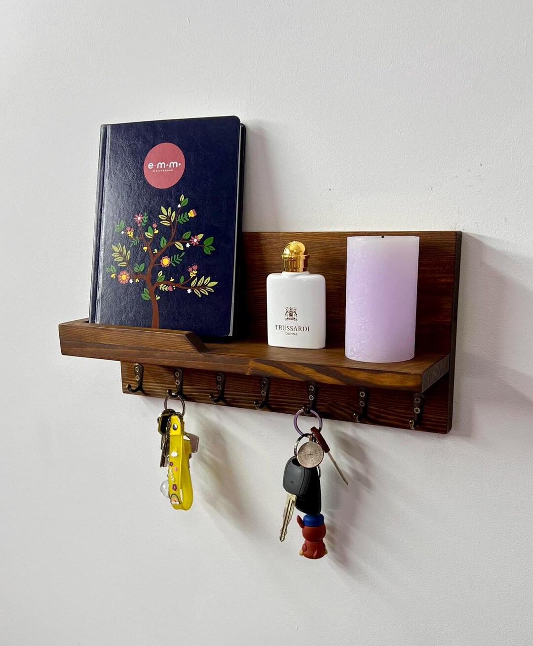 Entryway Shelf With 7 Key Hooks, Wall Mounted Key Organizer, New Home ...
