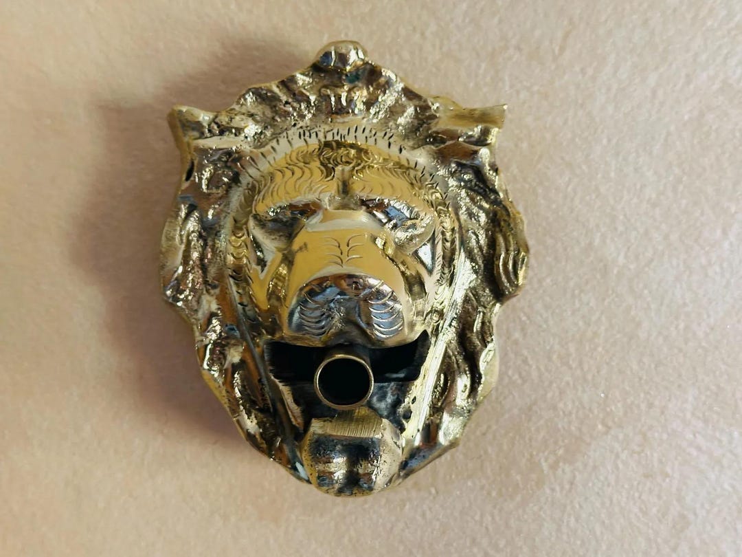 Moroccan Brass Lion Head Water Spout – Vintage Outdoor Wall Tap, Solid ...