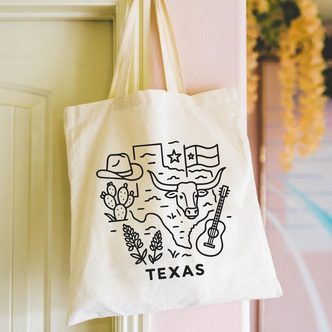 Texas Tote Bag Wedding Welcome Gift Texas Longhorn Canvas Bag Cowgirl ...