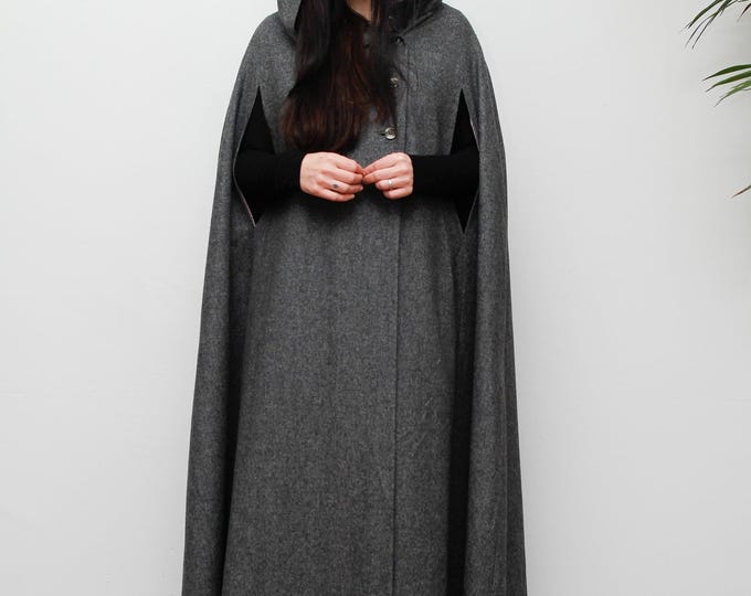 Vintage Grey Wool Victorian Gothic Opera Cape Cloak Coat Cape RARE 70's ...