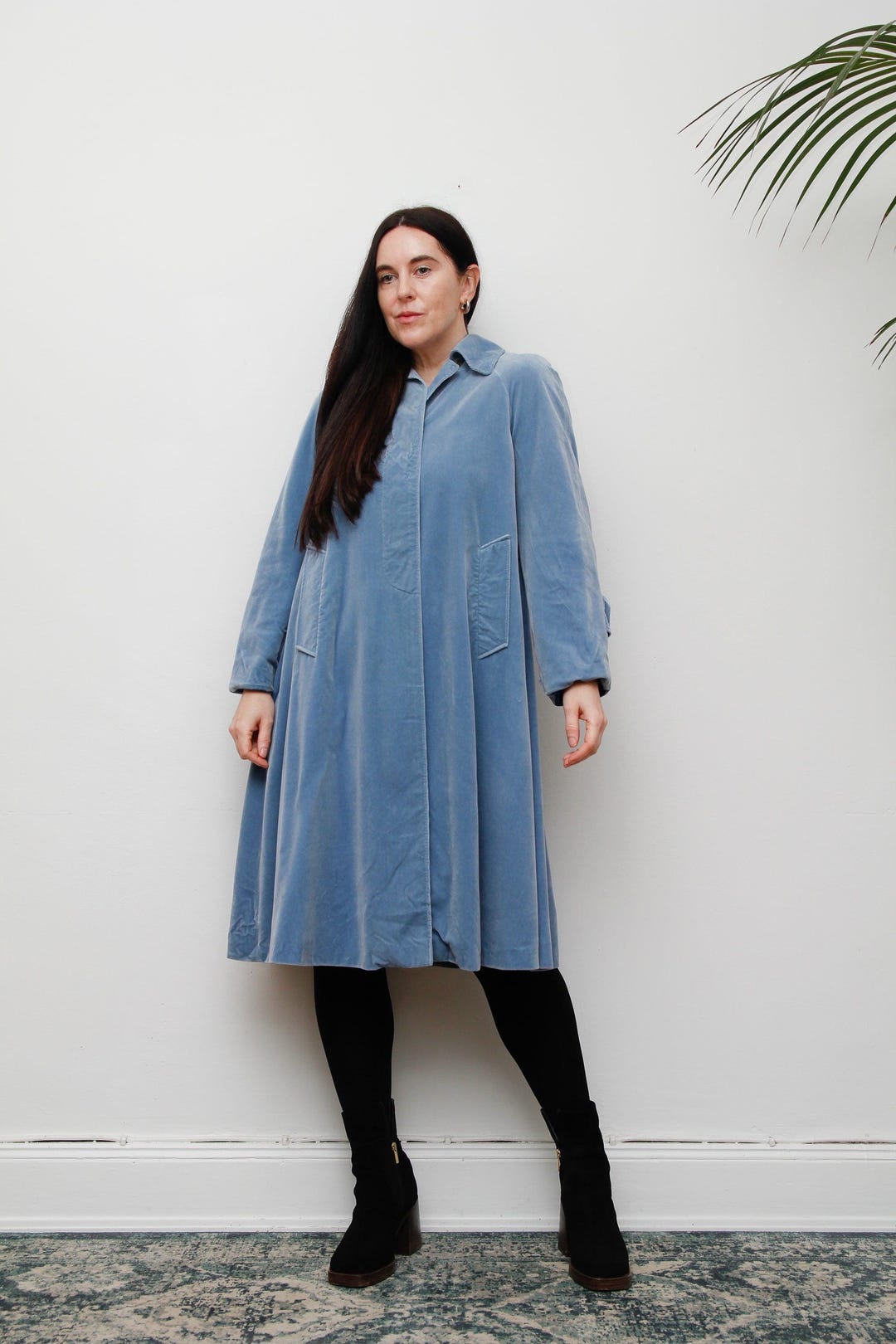 Vintage Blue Velvet Victorian Gothic Style Opera Smock Trench Coat RARE ...