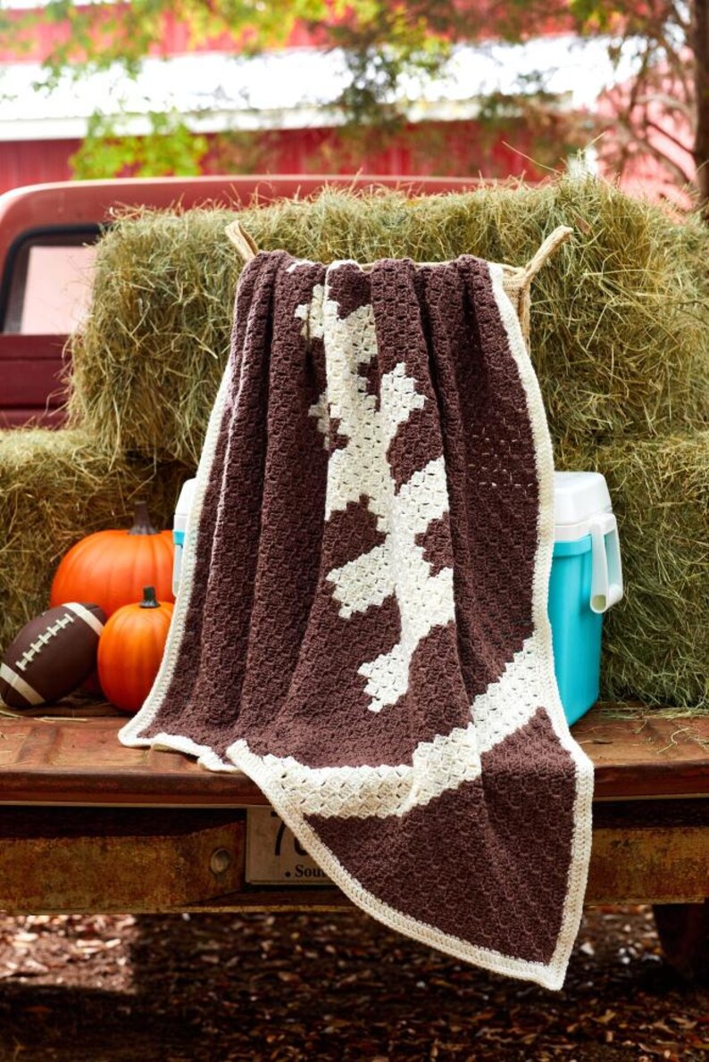 Football Love Afghan Crochet Pattern, Sports Themed Blanket for Fans ...