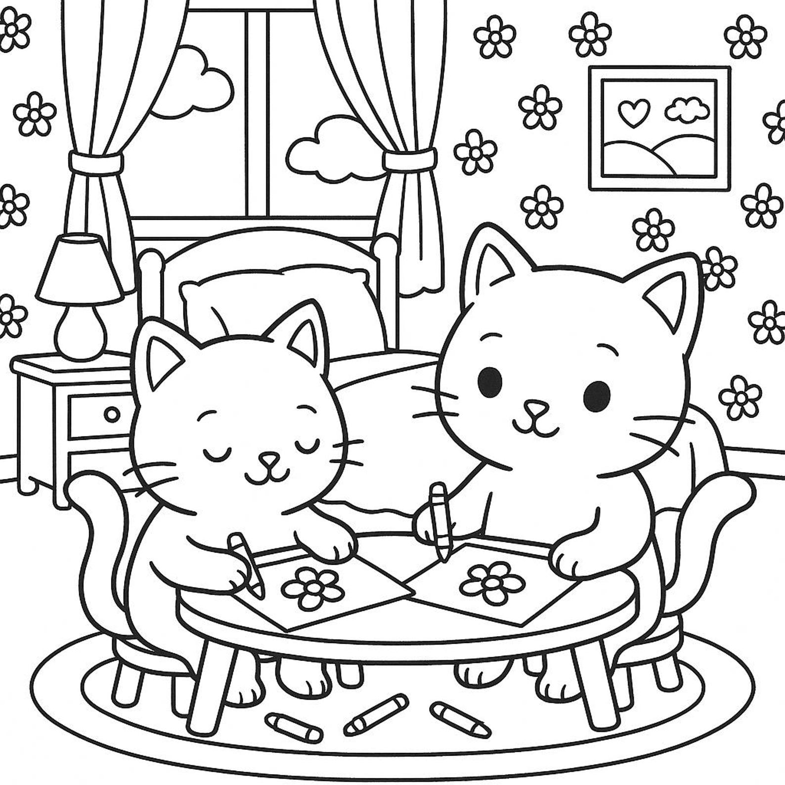 Super Cute Animals-cute Daily Life Scenes-coloring Pages for All Ages ...