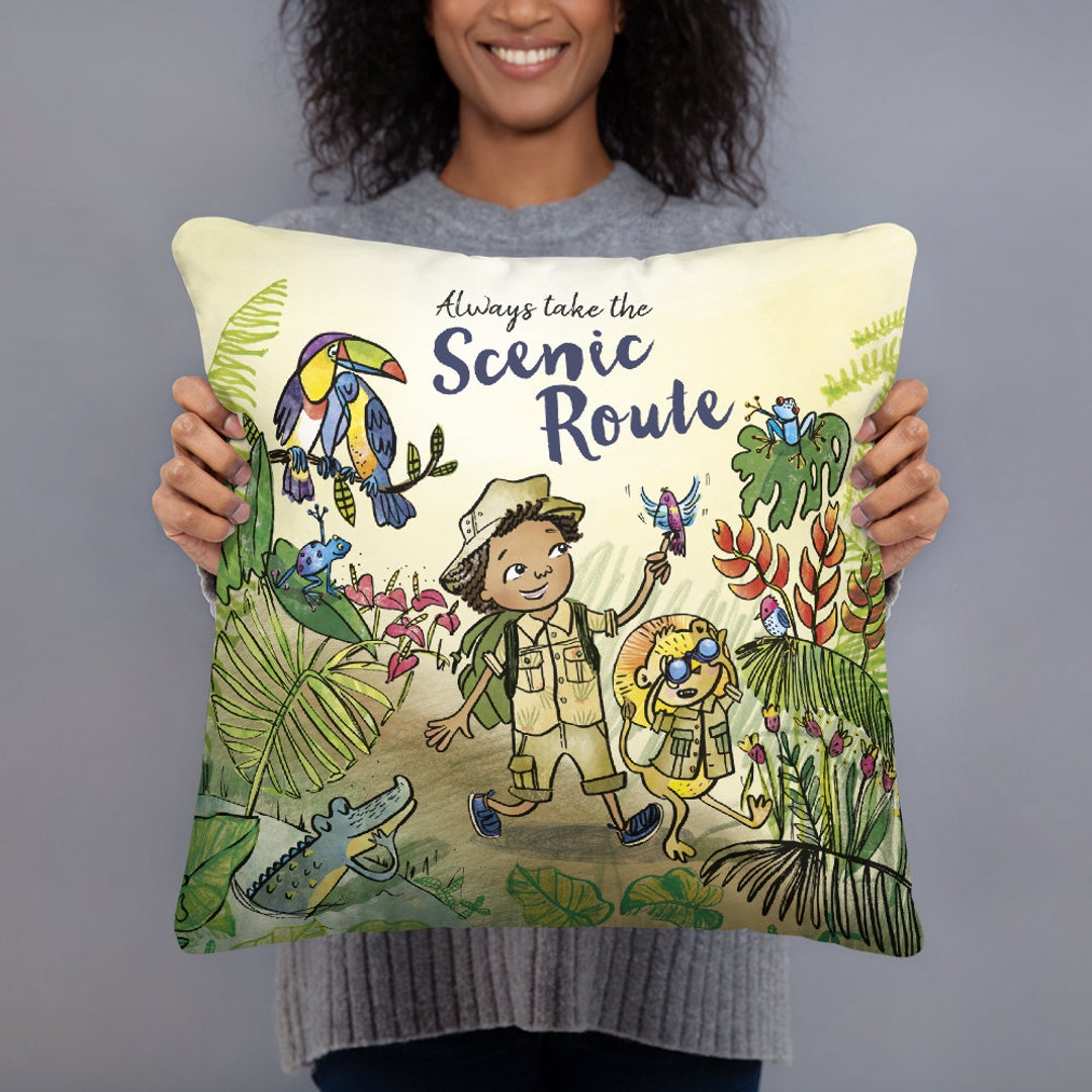 Personalised Take the Scenic Route Cushion, Explorer Cushion, Prince ...