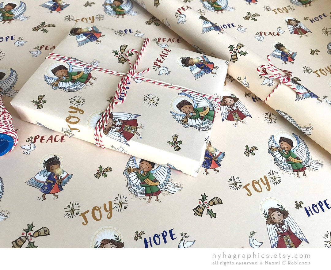 Christmas Angel Pattern Wrapping Paper Christmas Gift Wrap Christmas ...