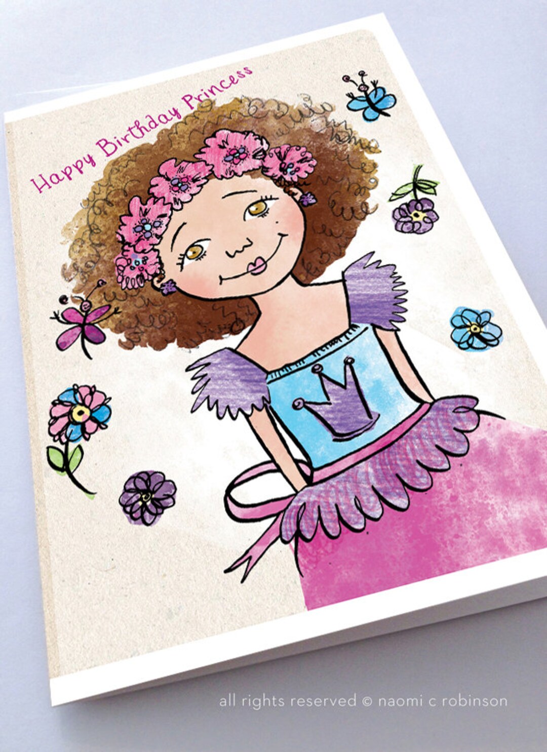 Princess Birthday Card, Biracial Cards, Brown Princess, Brown Girl ...