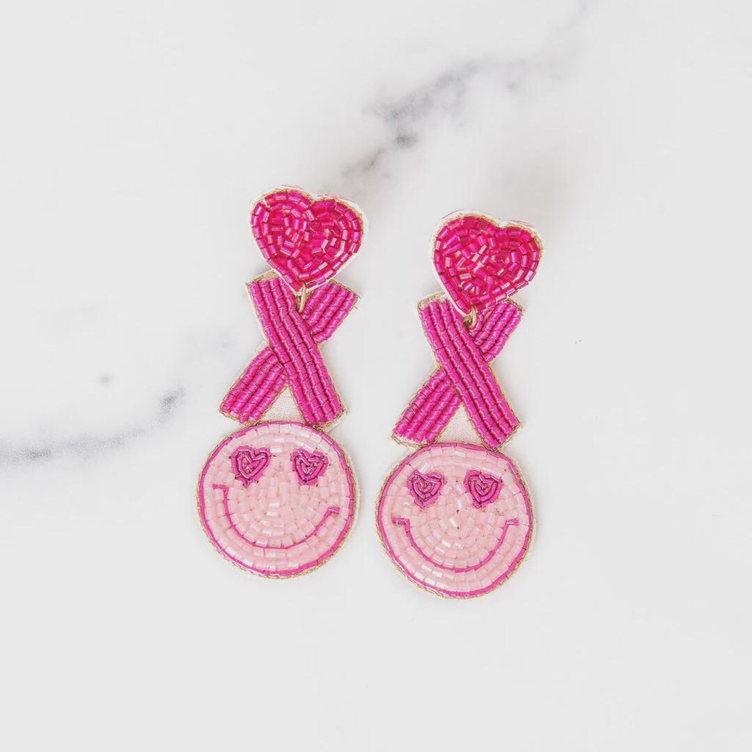 XO Smiley Beaded Earrings - Pink & Fun Valentine’s Jewelry - Cute XO ...