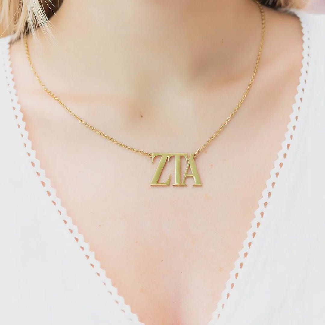 Zeta Tau Alpha Nameplate Necklace - Sorority Necklace - Greek Life ...