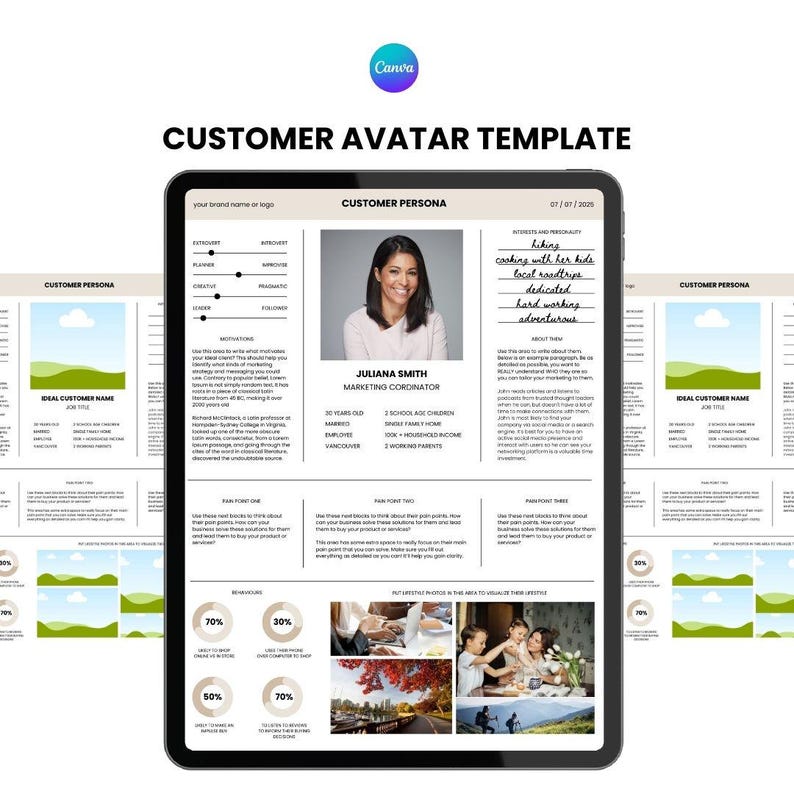 Buyer Persona Sheet for Coaches, Printable Customer Avatar, Fillable ...
