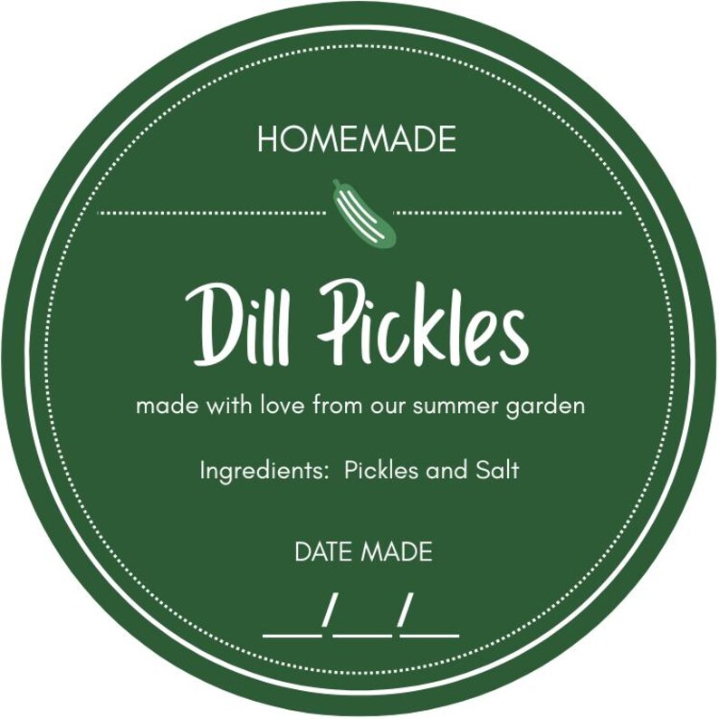 Editable Dill Pickle Canning Label Template - Printable Jar Lid Sticker ...