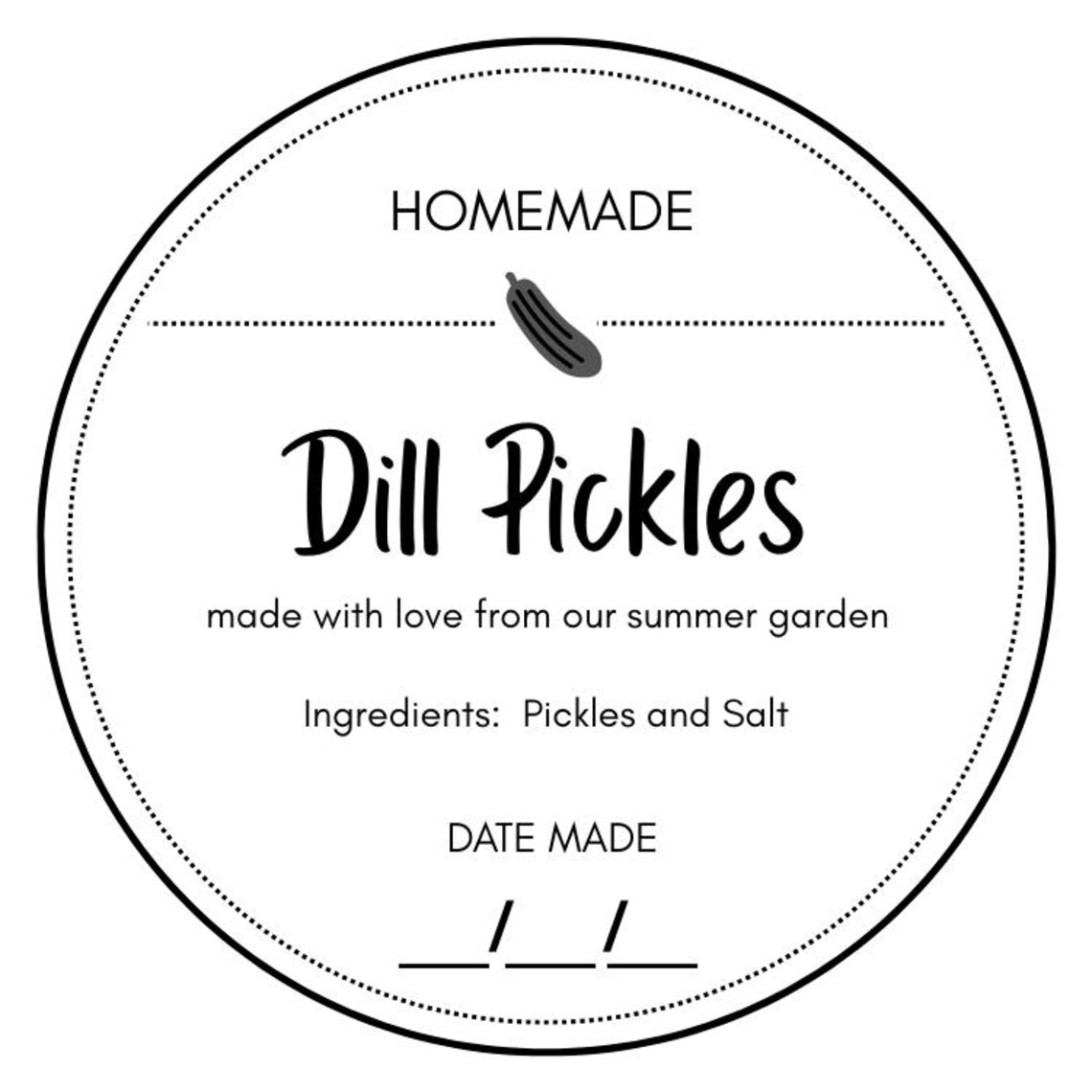 Editable Dill Pickle Canning Label Template - Printable Jar Lid Sticker ...
