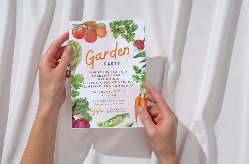 Rustic Garden Dinner Party Invitation | Watercolor 5x7 Editable Canva ...