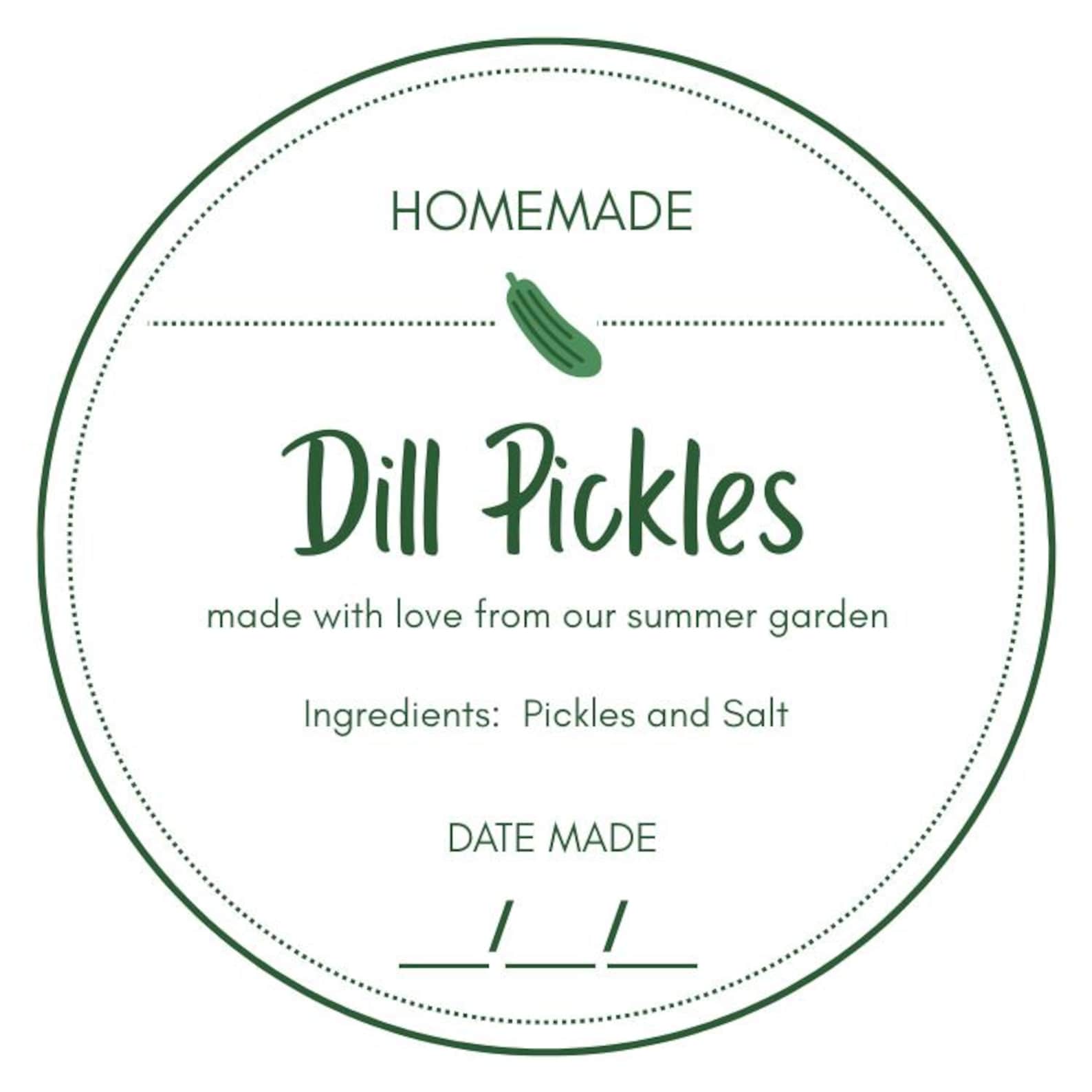 Editable Dill Pickle Canning Label Template - Printable Jar Lid Sticker ...