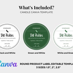 Editable Dill Pickle Canning Label Template - Printable Jar Lid Sticker ...