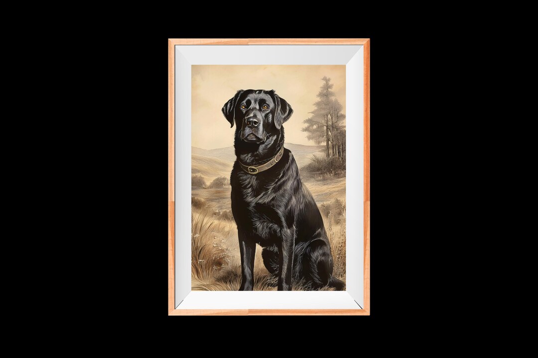 Vintage Black Lab Print: Rustic Farmhouse Dog Art (digital Download) - Etsy