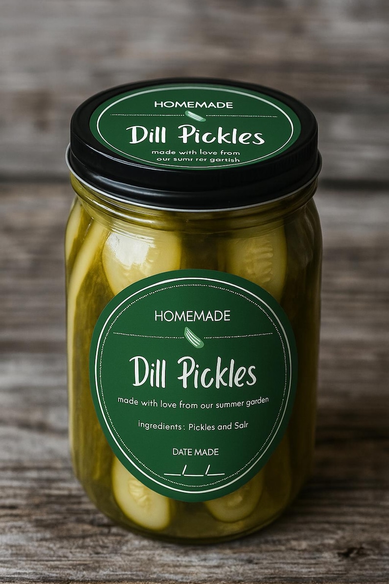 Editable Dill Pickle Canning Label Template - Printable Jar Lid Sticker ...