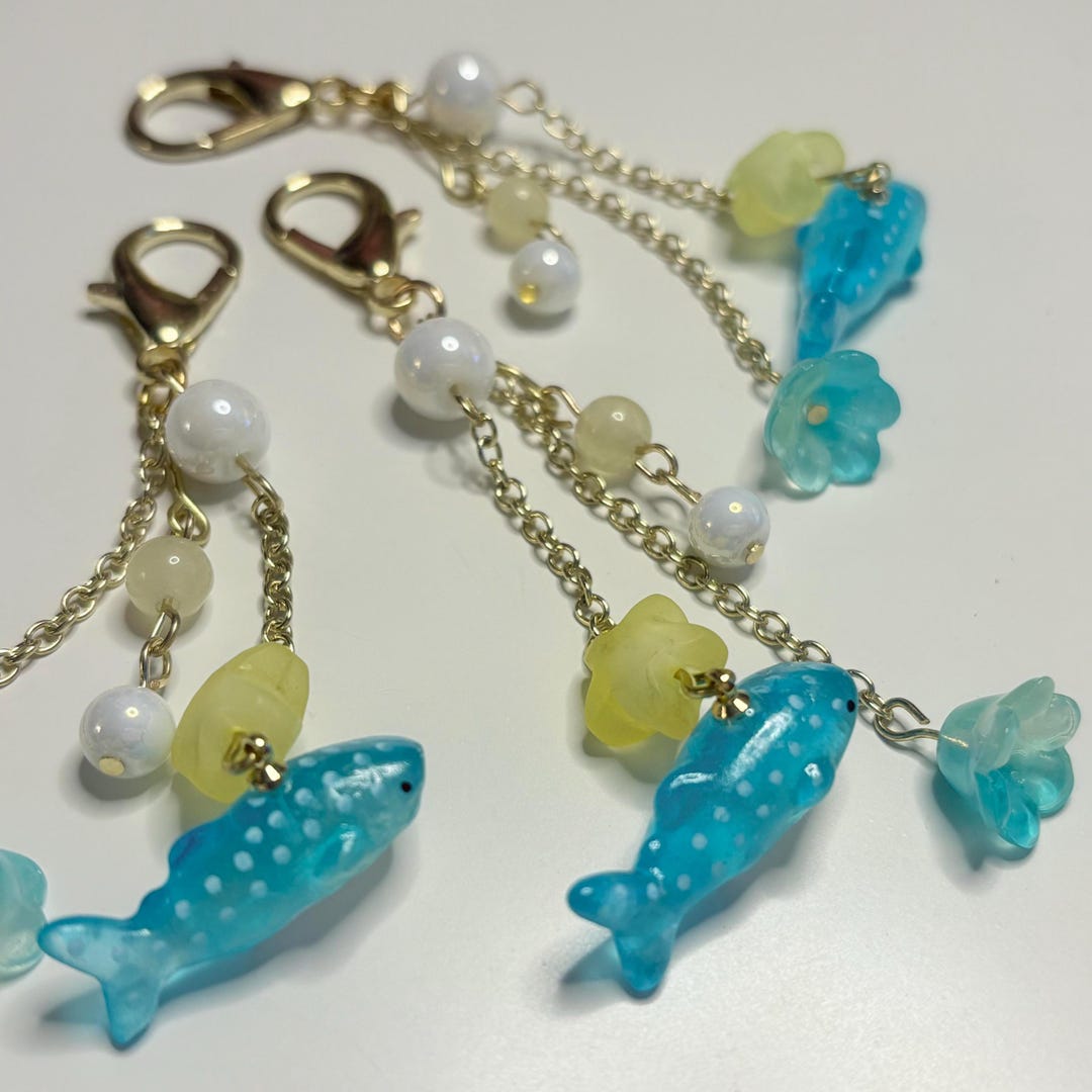 Jelly Whale Shark Bead Keychain - Handmade Charm Dangle for Purses ...