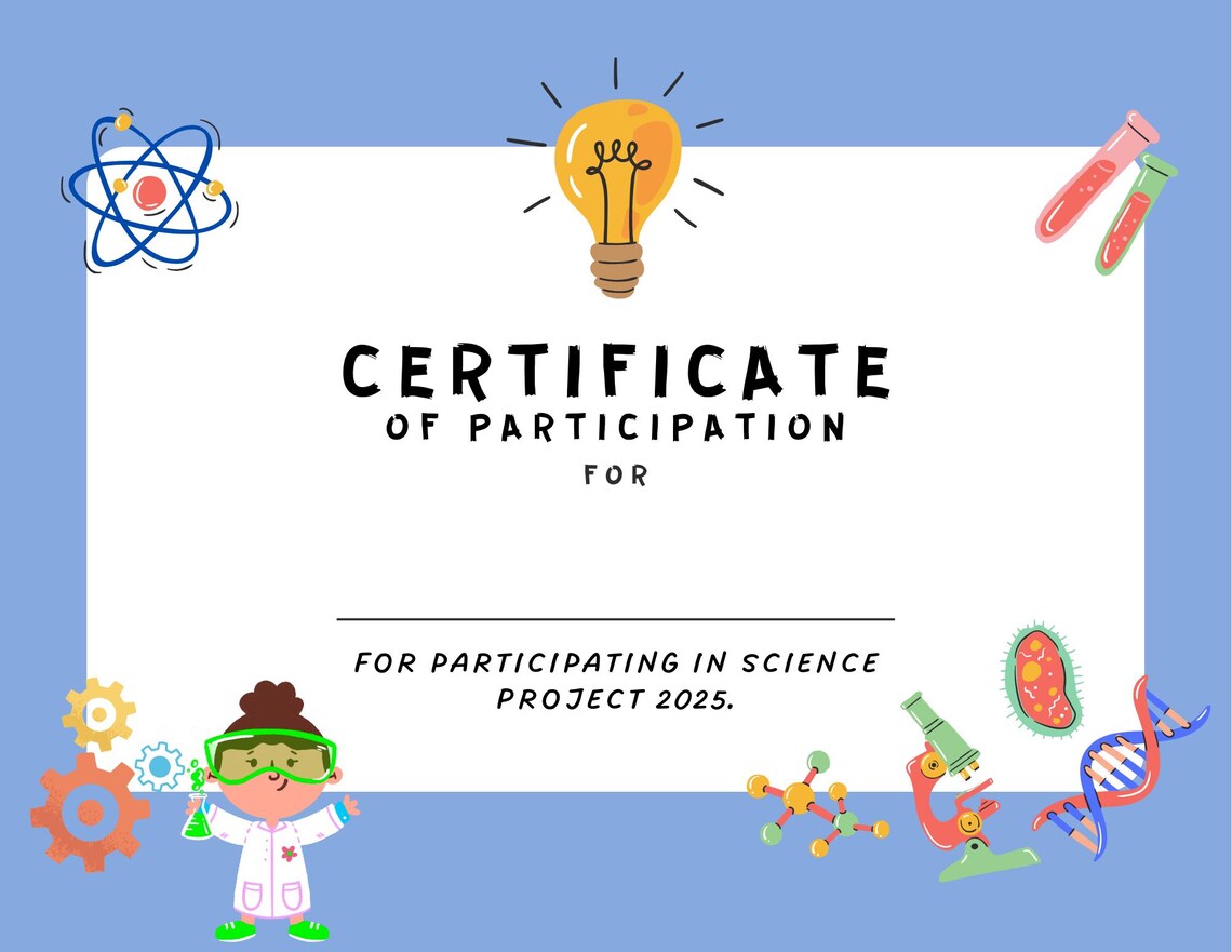 Science Fair Certificate - Etsy