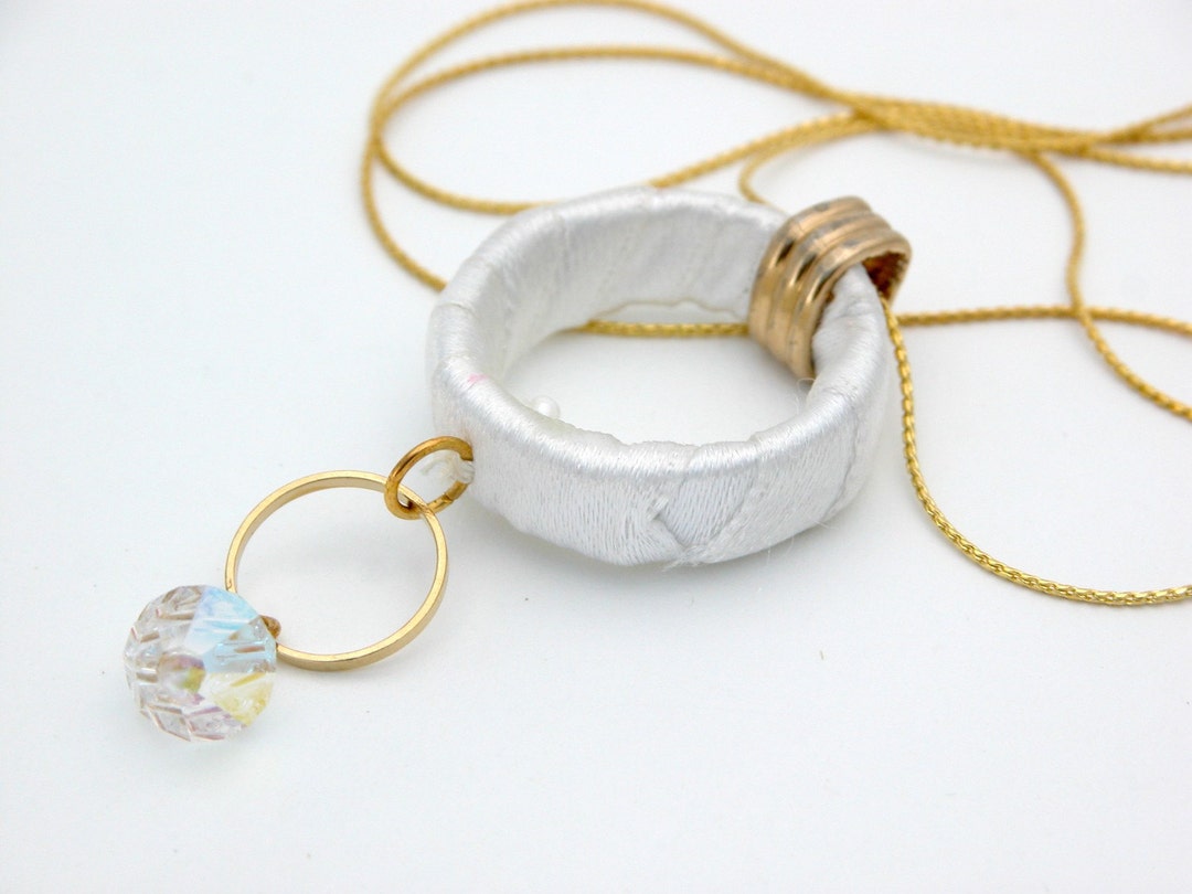 Gold Plated Satin Necklace, Swarovski Crystal Pendant - Etsy