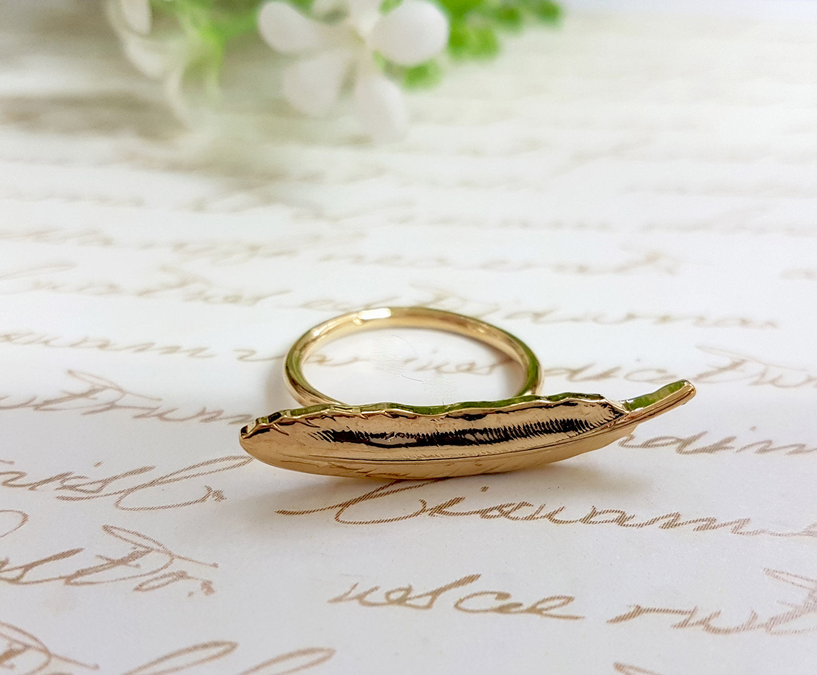 Feather Ring Gold Feather Ring Gold Midi Ring Bohemian | Etsy