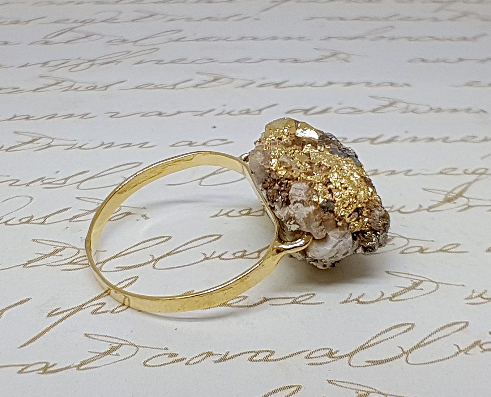 Pyrite Gold Ring Raw Pyrite Ring Raw Crystal Ring Fools | Etsy