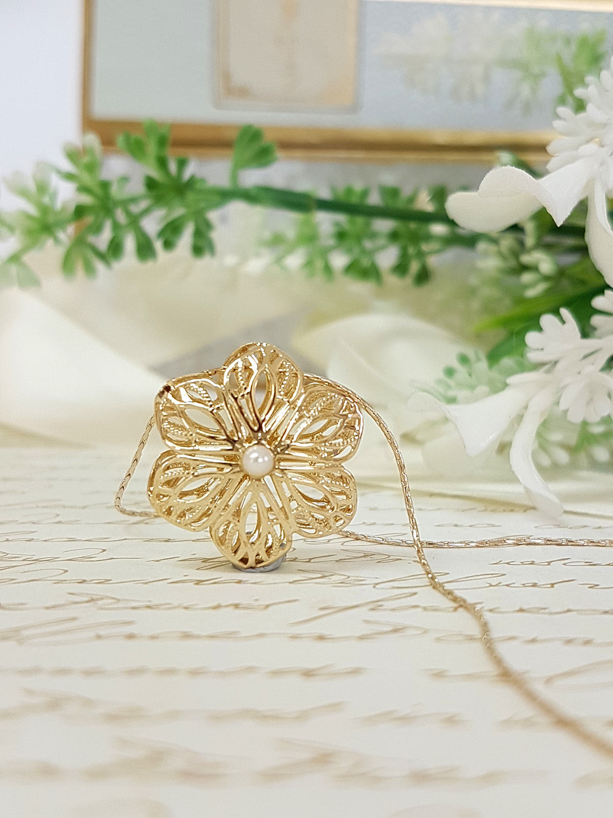 Flower Necklace Gold Flower Necklace Gold Necklace Dainty | Etsy