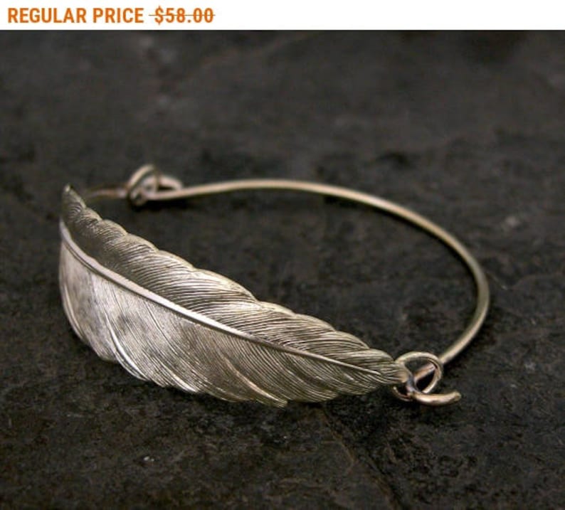 Feather Bracelet Bangle Bracelet Silver Feather Bangle - Etsy