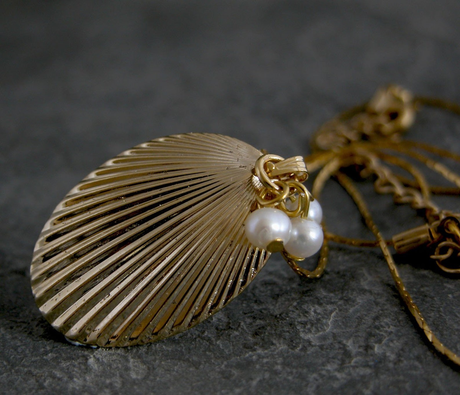 Gold Pearl Seashell Necklace Ocean Jewelry Statement - Etsy