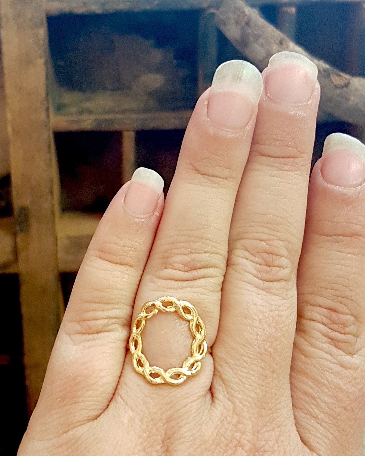 Circle gold ring open circle ring minimal Karma circle ring | Etsy