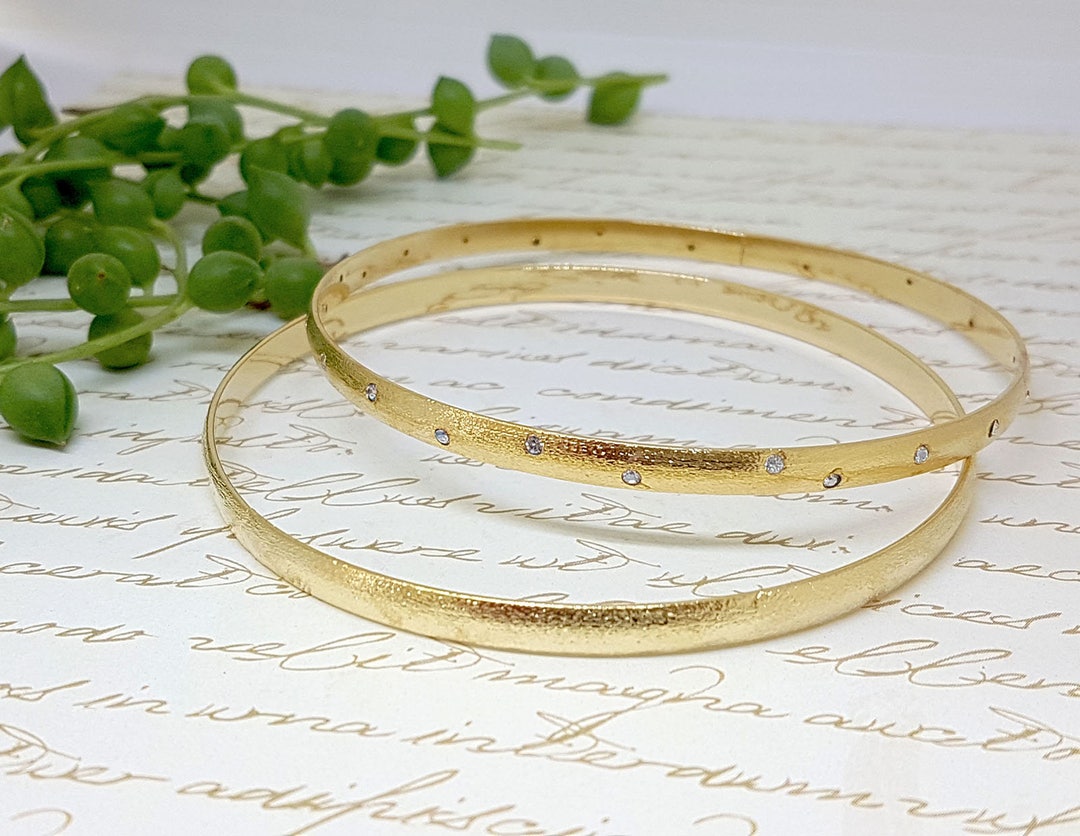 Wedding Bracelet Yellow Gold, Bridal Gold Bangle, Cubic Zirconia Gold ...