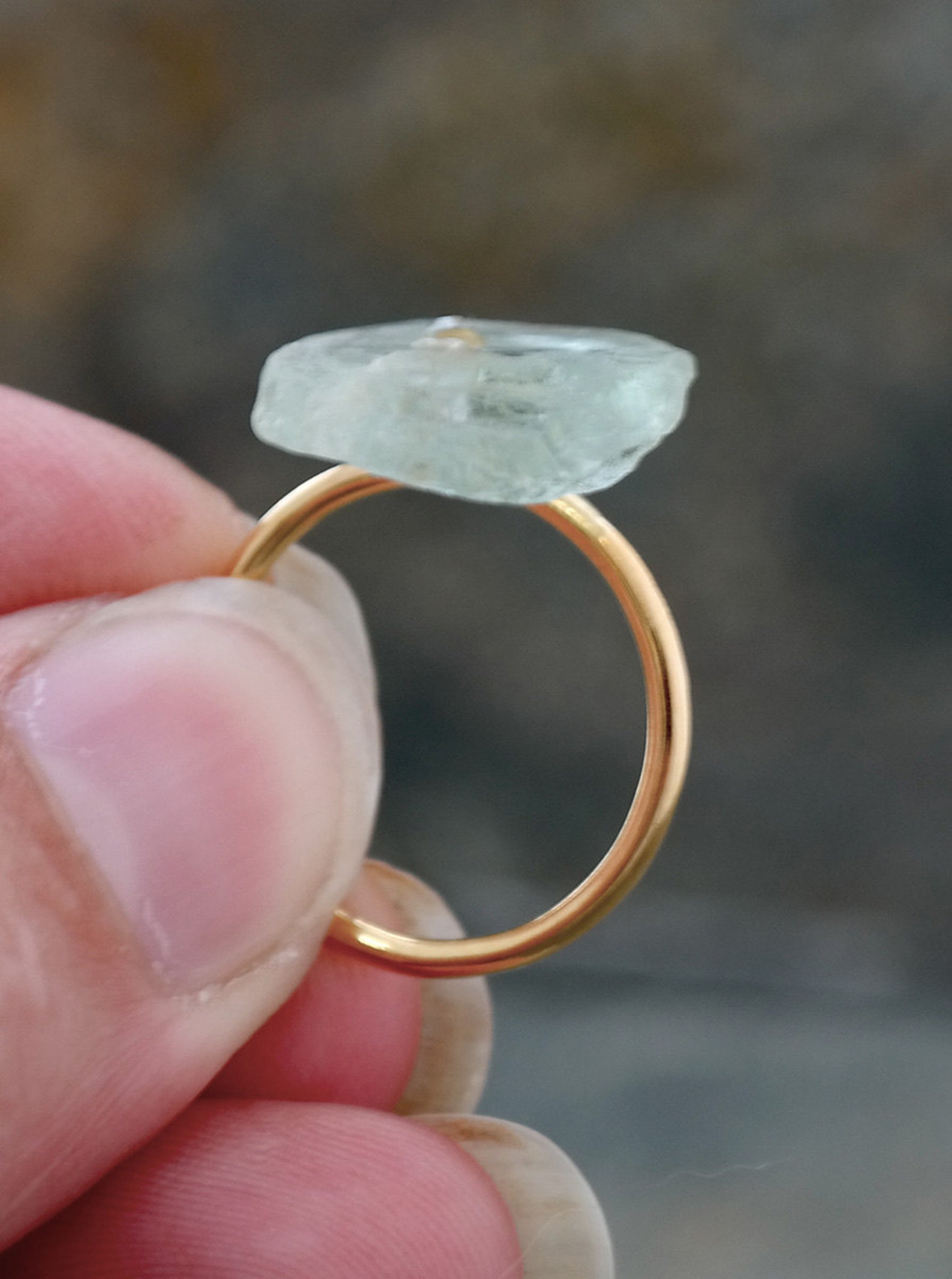Gold Fluorite Ring, Raw Fluorite Ring, Statement Ring, Gold Stone Ring ...