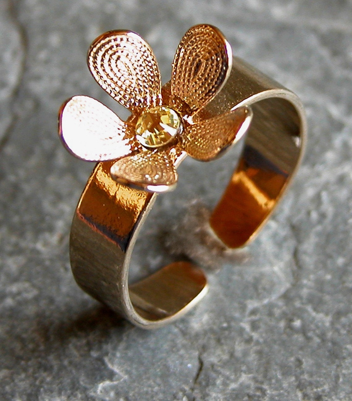 Flower Girl Ring Gift for Her Adjustable Ring Gold Flower - Etsy