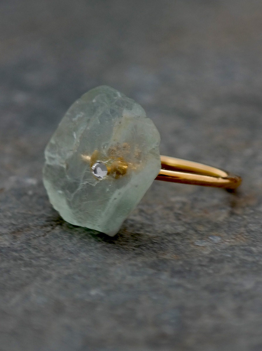 Gold Fluorite Ring Raw Fluorite Ring Statement Ring Gold - Etsy Israel