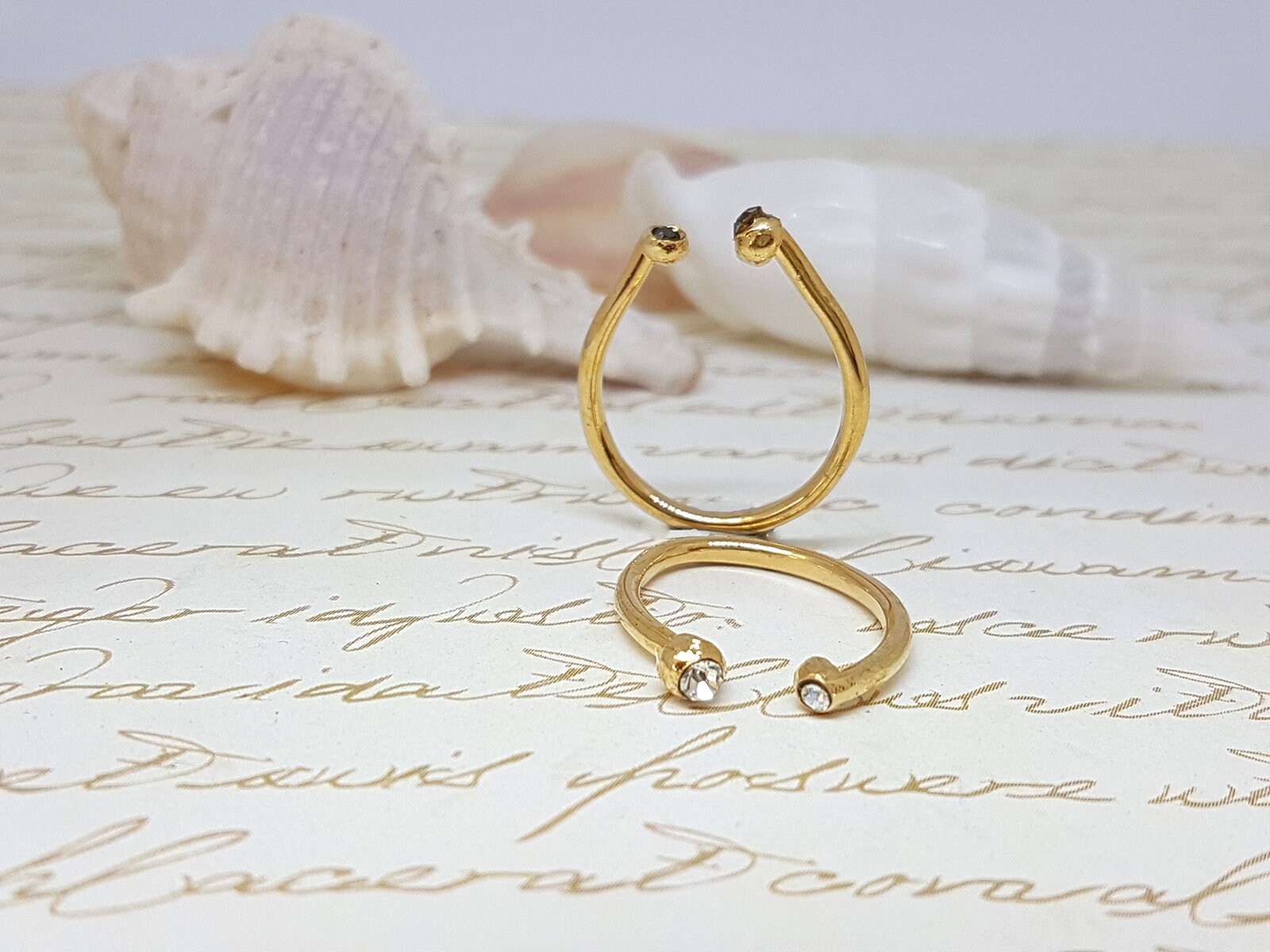 Midi Ring, Gold Cuff Ring, Knuckle Ring, Dual Stone Ring, Bohemian Gold ...