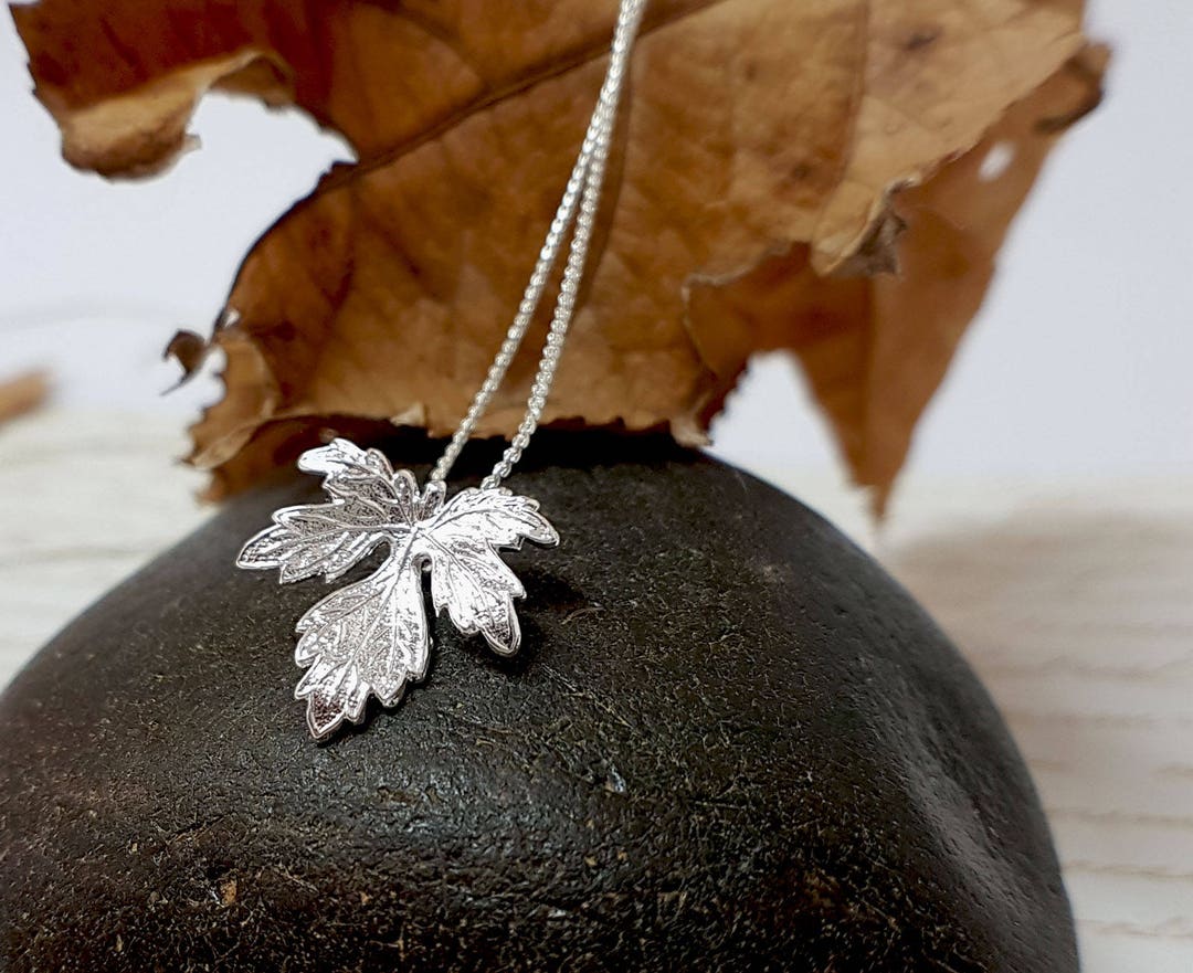 Silver Leaf Necklace, Fall Leaf Jewelry, Autumn Silver Leaf Pendant ...