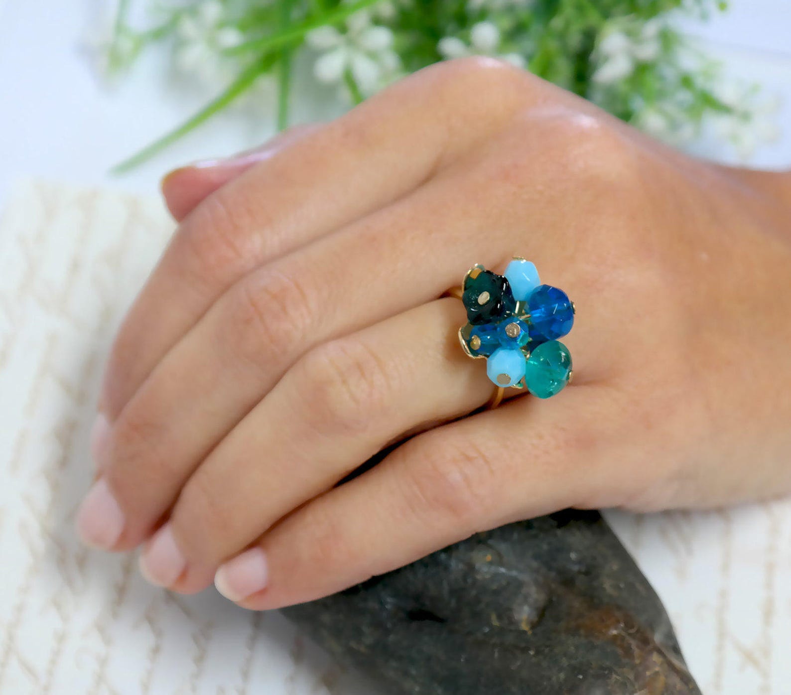 Silver Birthstone Turquoise Statement Ring, Turquoise Silver Ring ...