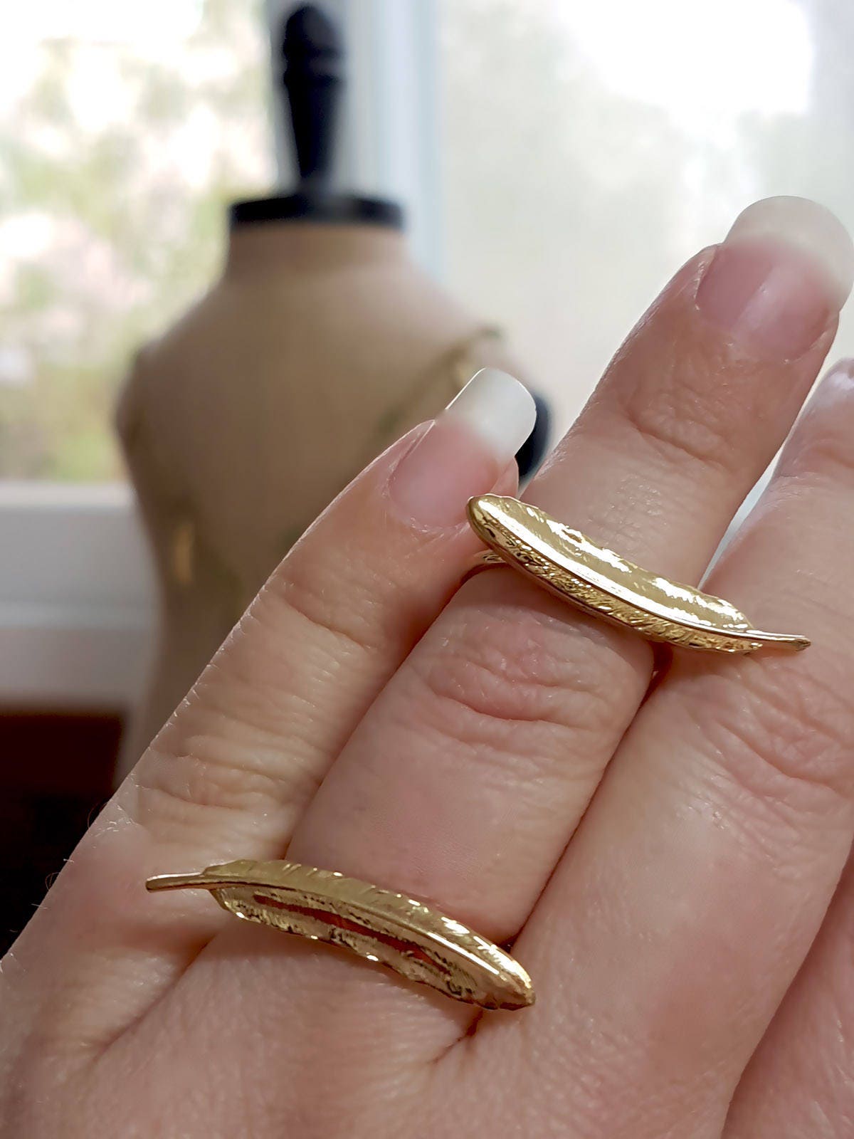 Feather Ring Gold Feather Ring Gold Midi Ring Bohemian | Etsy