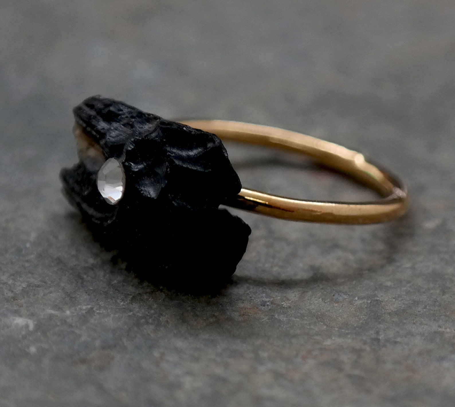 Black Lava Ring Gold Black Stone Ring Natural Stone Gold - Etsy Israel