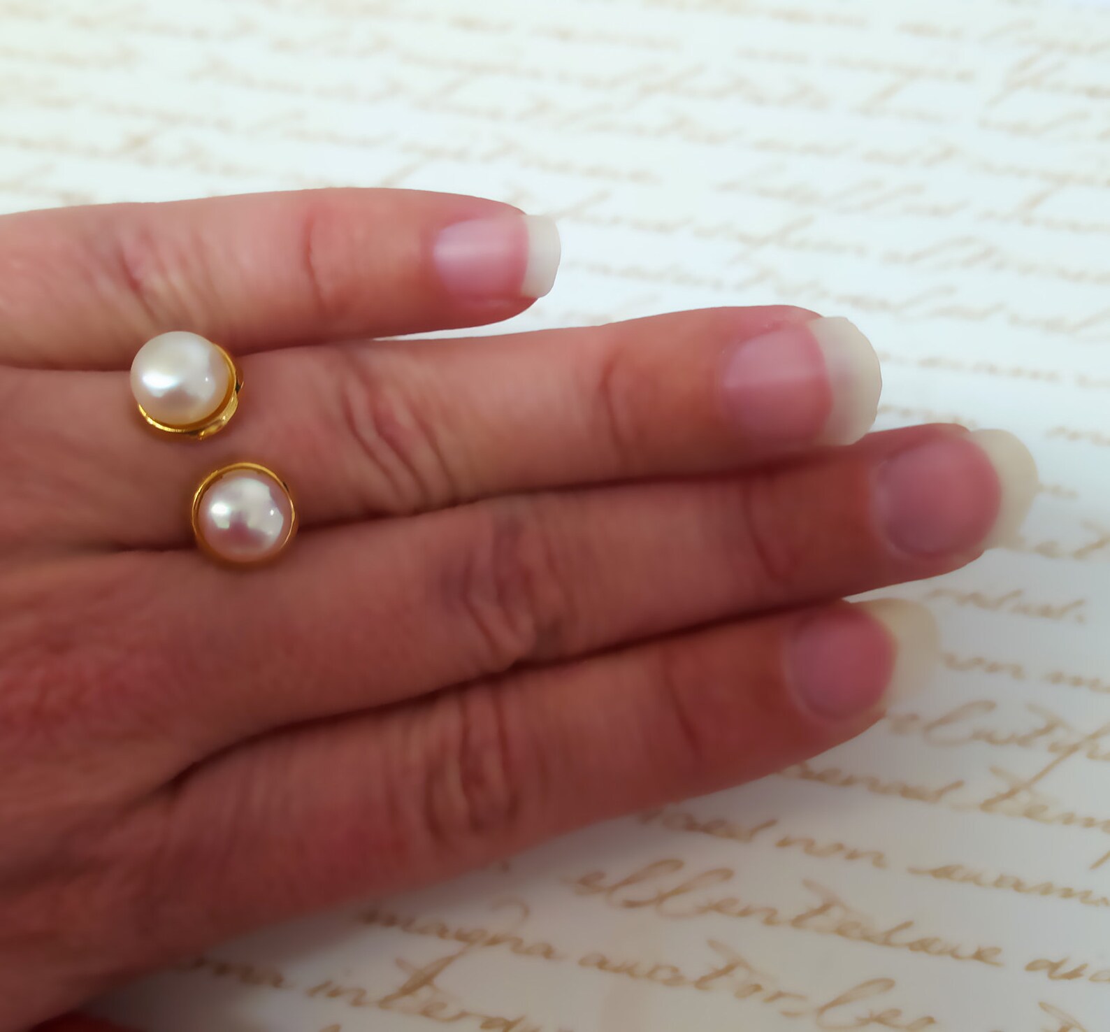 Open Pearls Gold Ring Bridal Pearl Ring Open Gold - Etsy