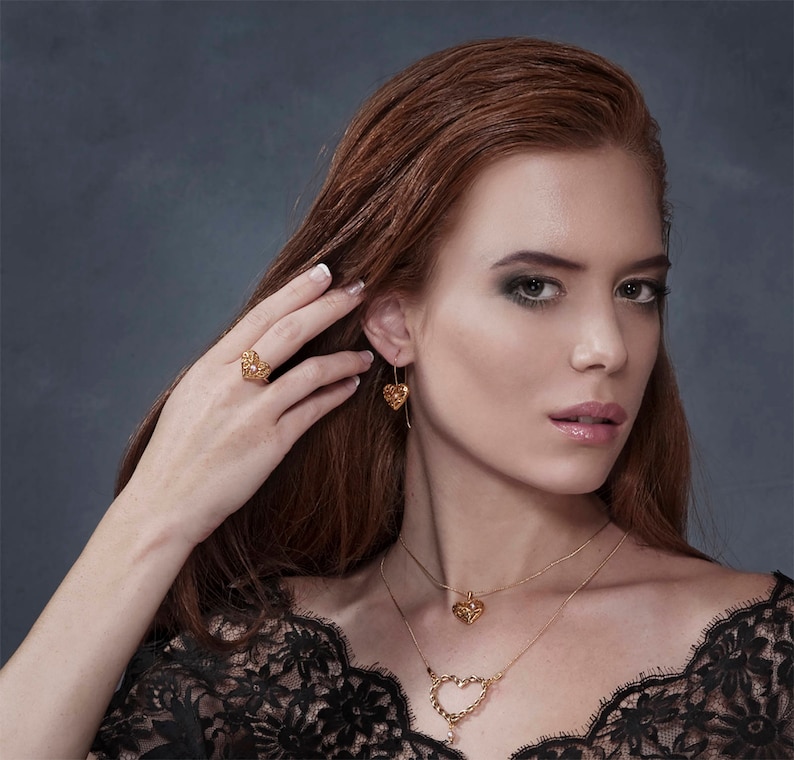 Valentine's Day Gold Heart Ring Gold Heart Ring Heart - Etsy