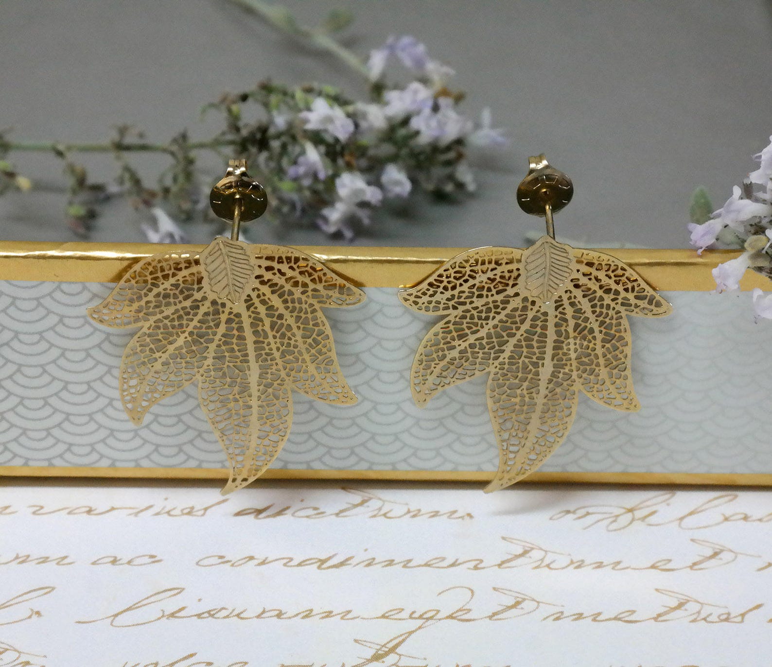 Wedding Jewelry Women's Gift Leaf Jewelry Set Gold Leaf | Etsy