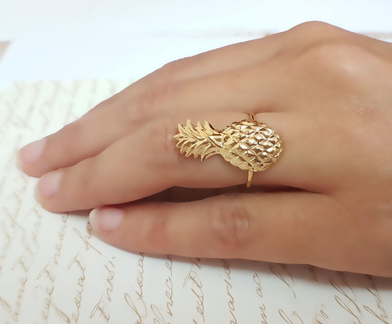 Pineapple Ring Fruit Jewelry Pineapple Jewelry Gold - Etsy