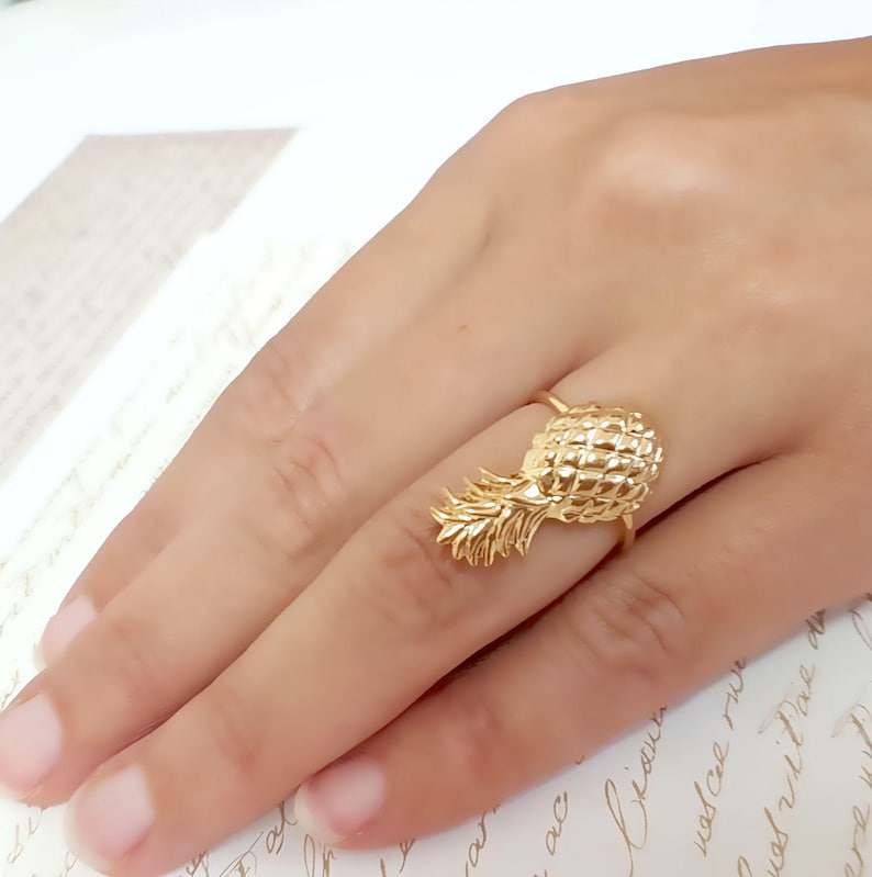 Pineapple Ring Fruit Jewelry Pineapple Jewelry Gold - Etsy