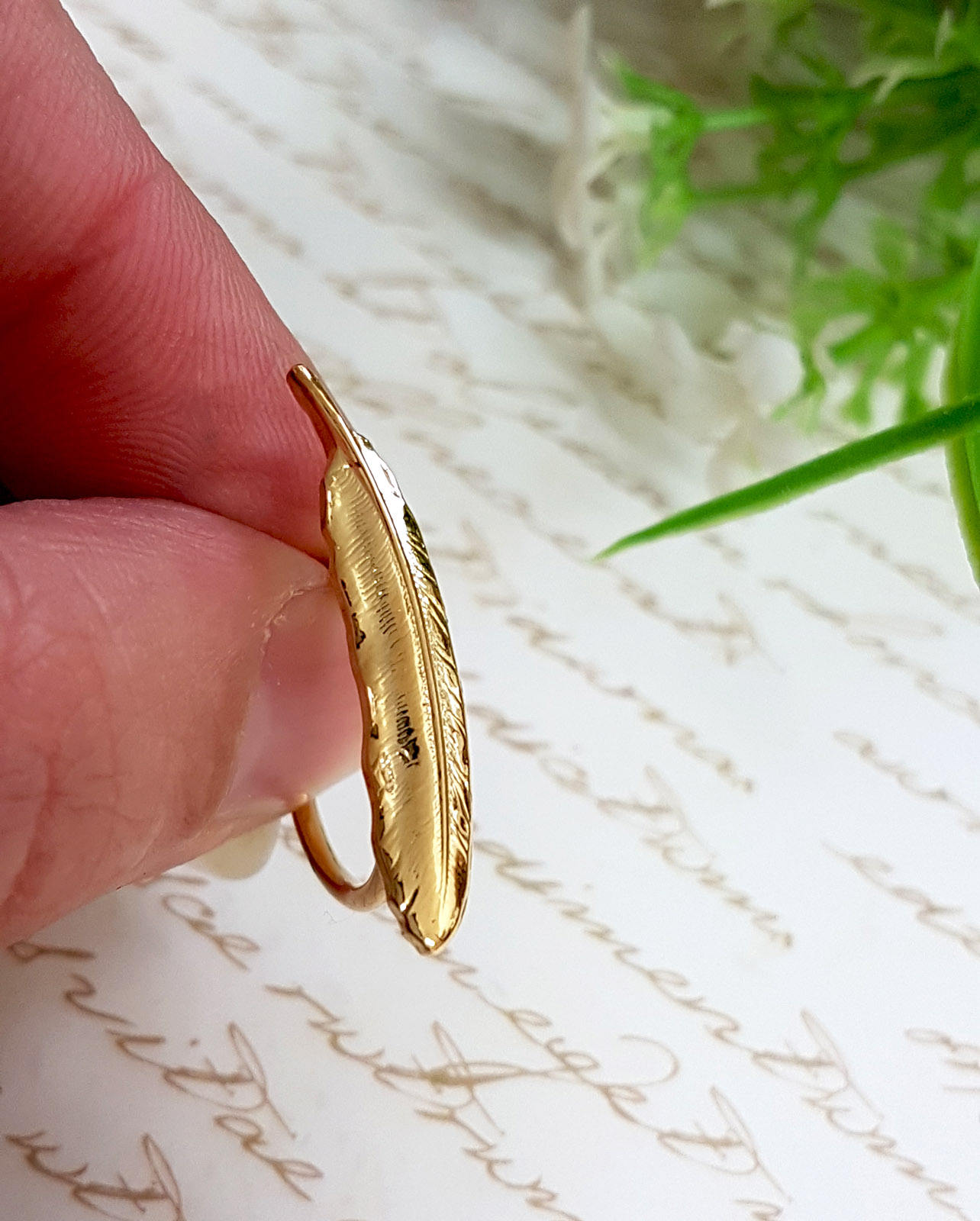 Feather Ring Gold Feather Ring Gold Midi Ring Bohemian | Etsy