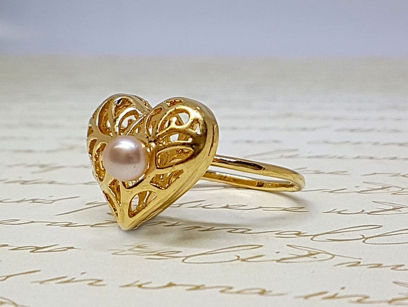Valentine's Day Gold Heart Ring Gold Heart Ring Heart - Etsy