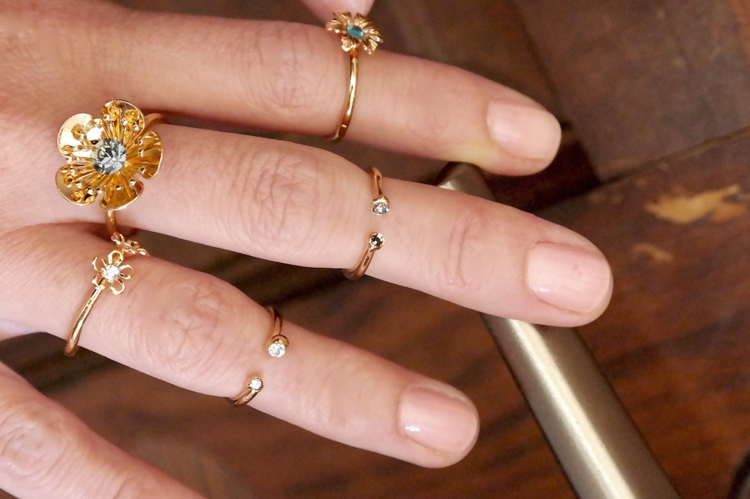Midi Ring, Gold Cuff Ring, Knuckle Ring, Dual Stone Ring, Bohemian Gold ...