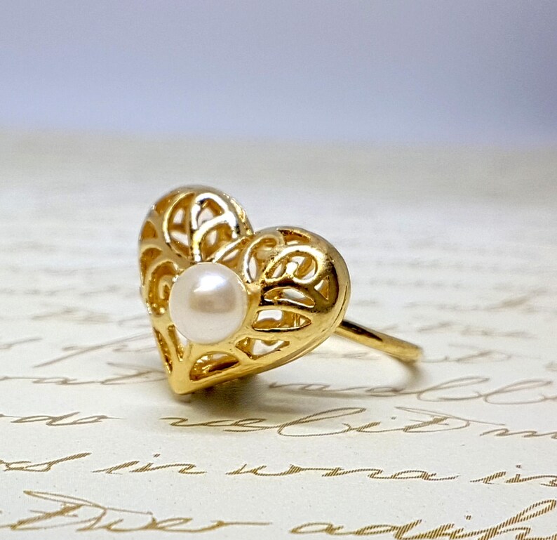 Valentine's Day Gold Heart Ring Gold Heart Ring Heart - Etsy