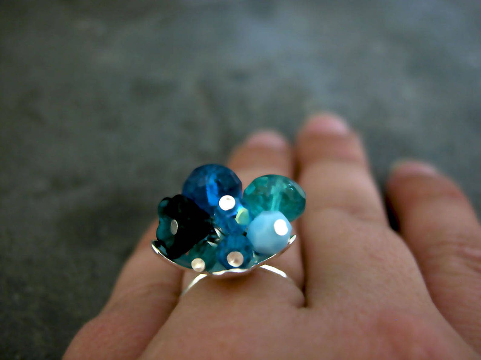 Silver Birthstone Turquoise Statement Ring, Turquoise Silver Ring ...