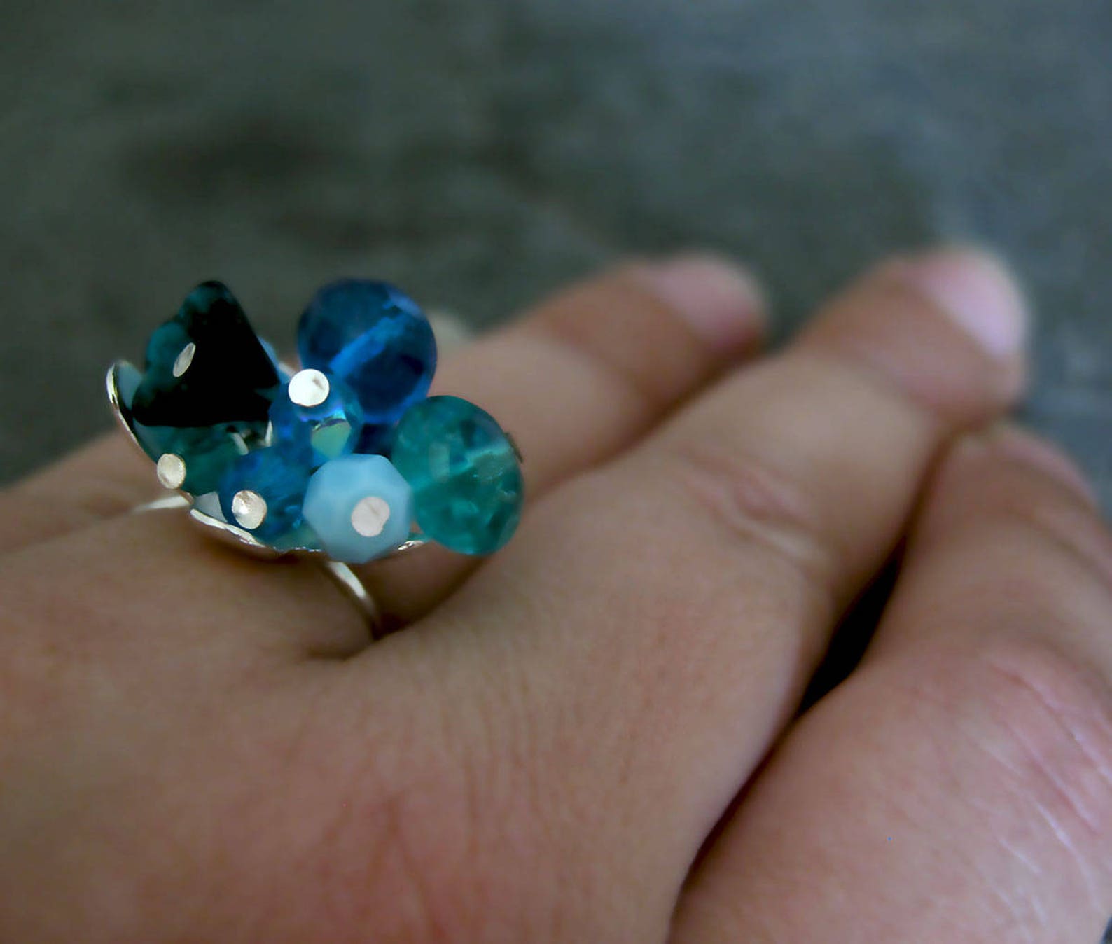 Silver Birthstone Turquoise Statement Ring, Turquoise Silver Ring ...
