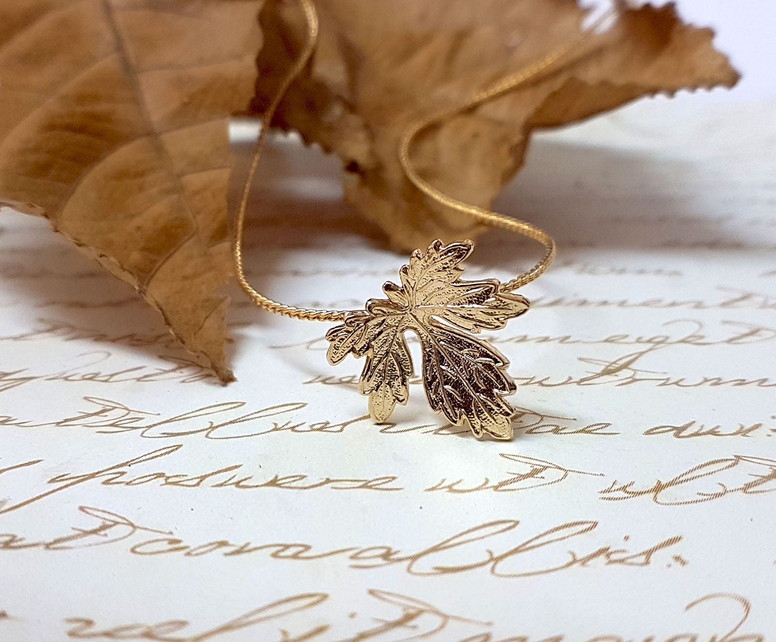 Gold Leaf Necklace, Fall Leaf Jewelry, Autumn Gold Leaf Pendant ...